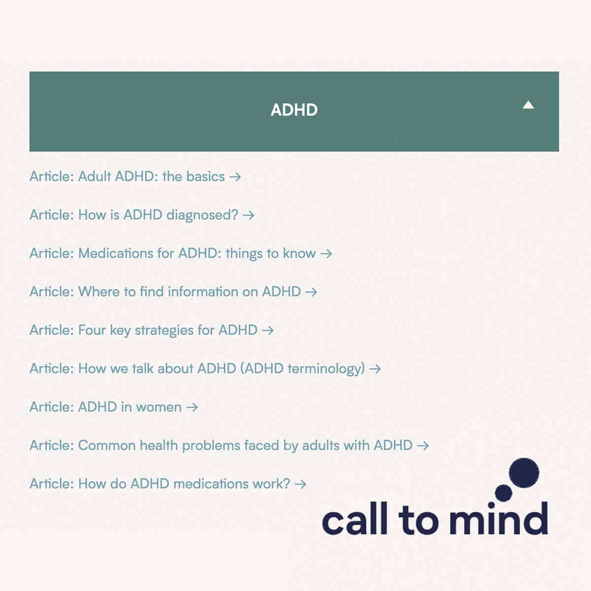 New ADHD resource articles by Call to Mind free to use - HealthBright